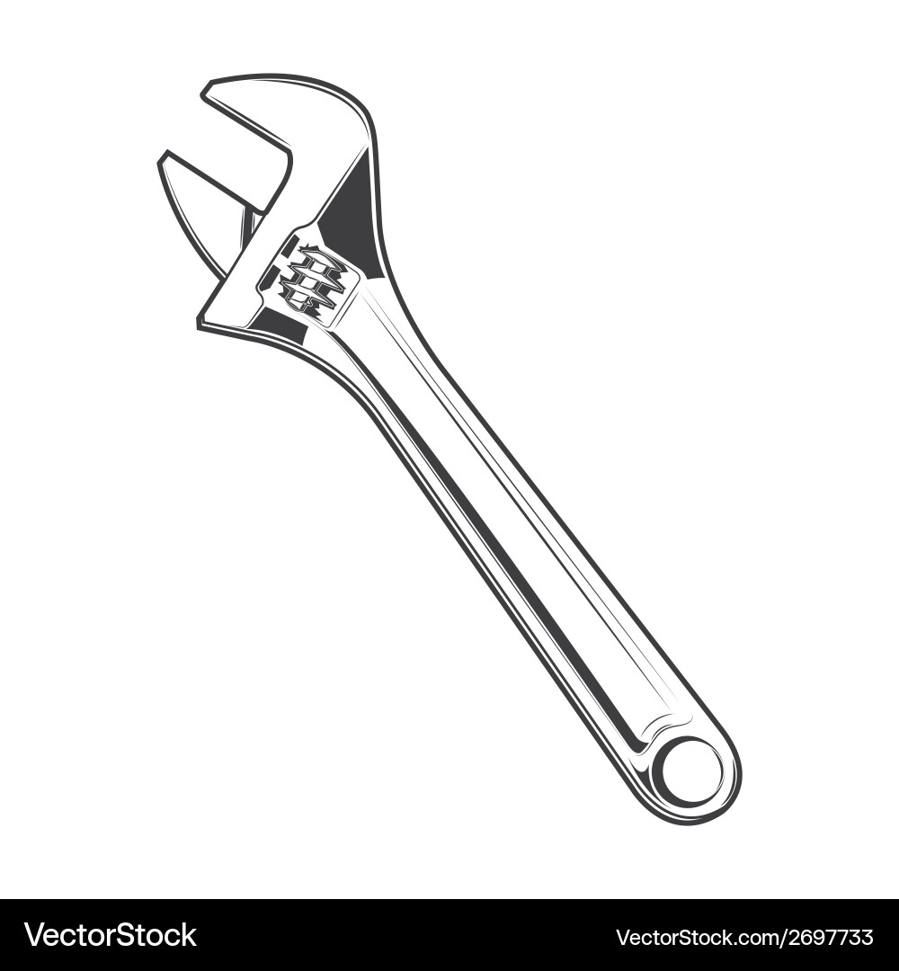 Chrome Wrench - Line Art Royalty Free Vector Image