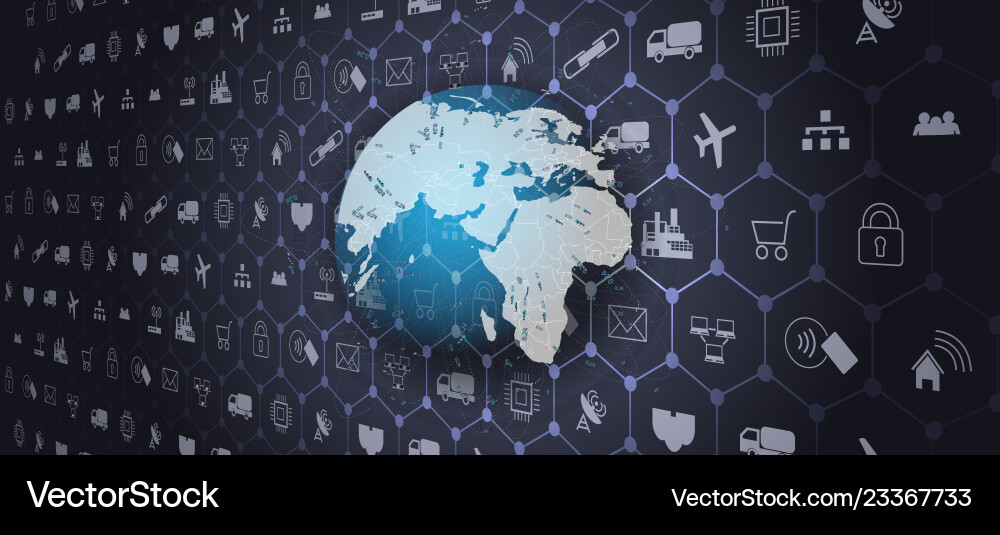 Global world telecommunication network Royalty Free Vector