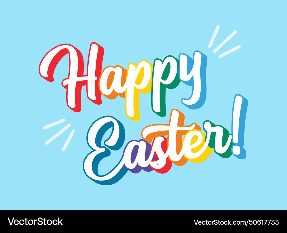 Hand drawn happy easter quote in rainbow Vector Image