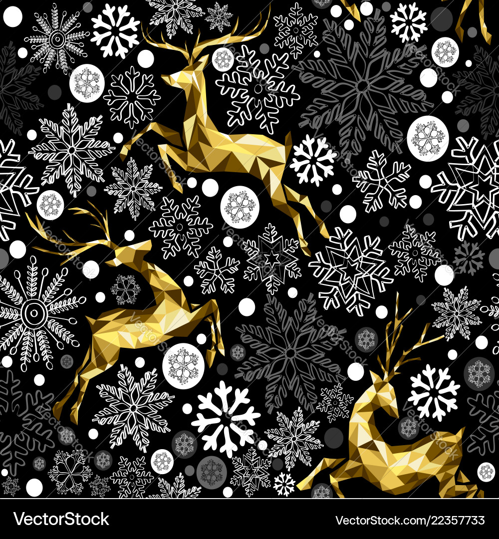 Luxury Gold Reindeer Snowflake Pattern Royalty Free Vector