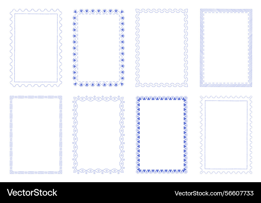 Rectangle stamp frames in coastal style Royalty Free Vector