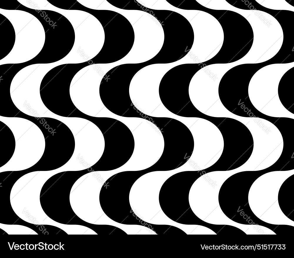 Repeating vertical black and white waves Vector Image