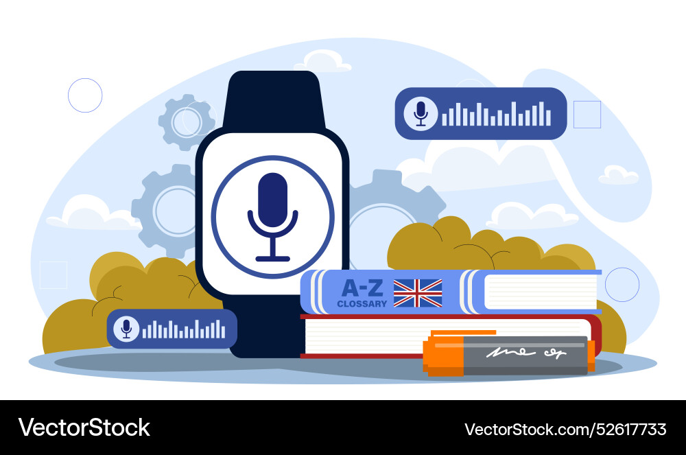 Smartwatch digital translator watch with program Vector Image