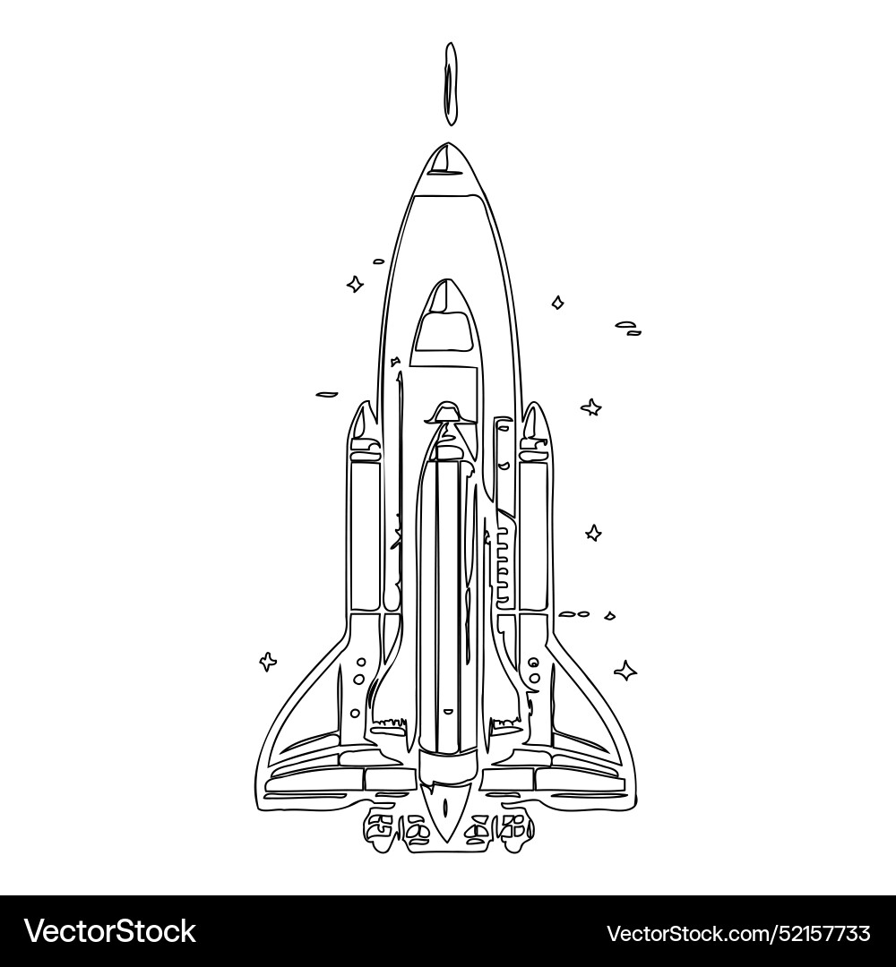 Space shuttle outline sketch Royalty Free Vector Image