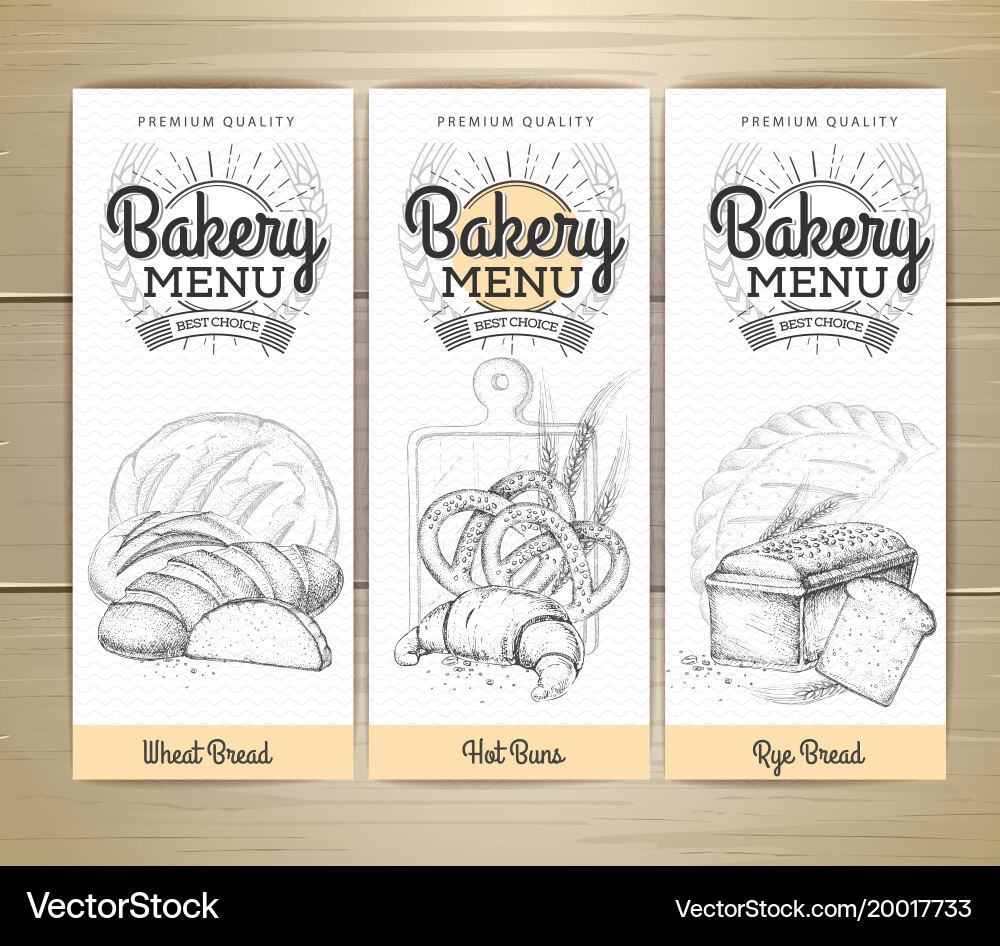Vintage bakery menu design restaurant Royalty Free Vector