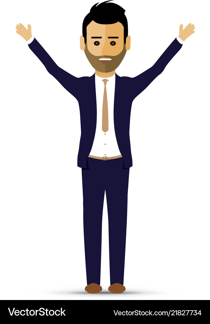 Business man hands up greeting Royalty Free Vector Image