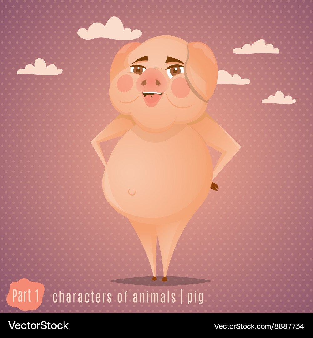 Funny cartoon standing pig Royalty Free Vector Image