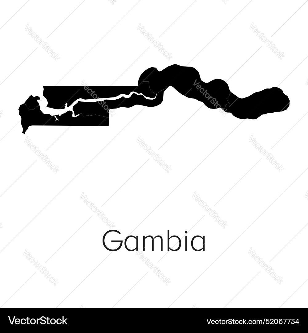 Gambia map - silhouette outline travel Royalty Free Vector