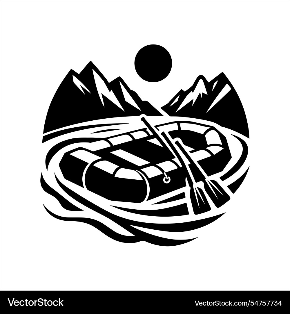 High-quality whitewater raft silhouettes Vector Image