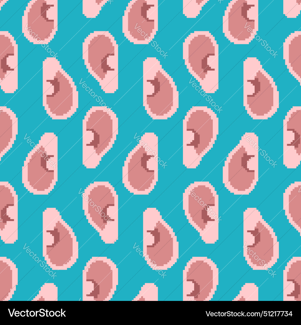 Human ear pixel art pattern seamless 8 bit part Vector Image