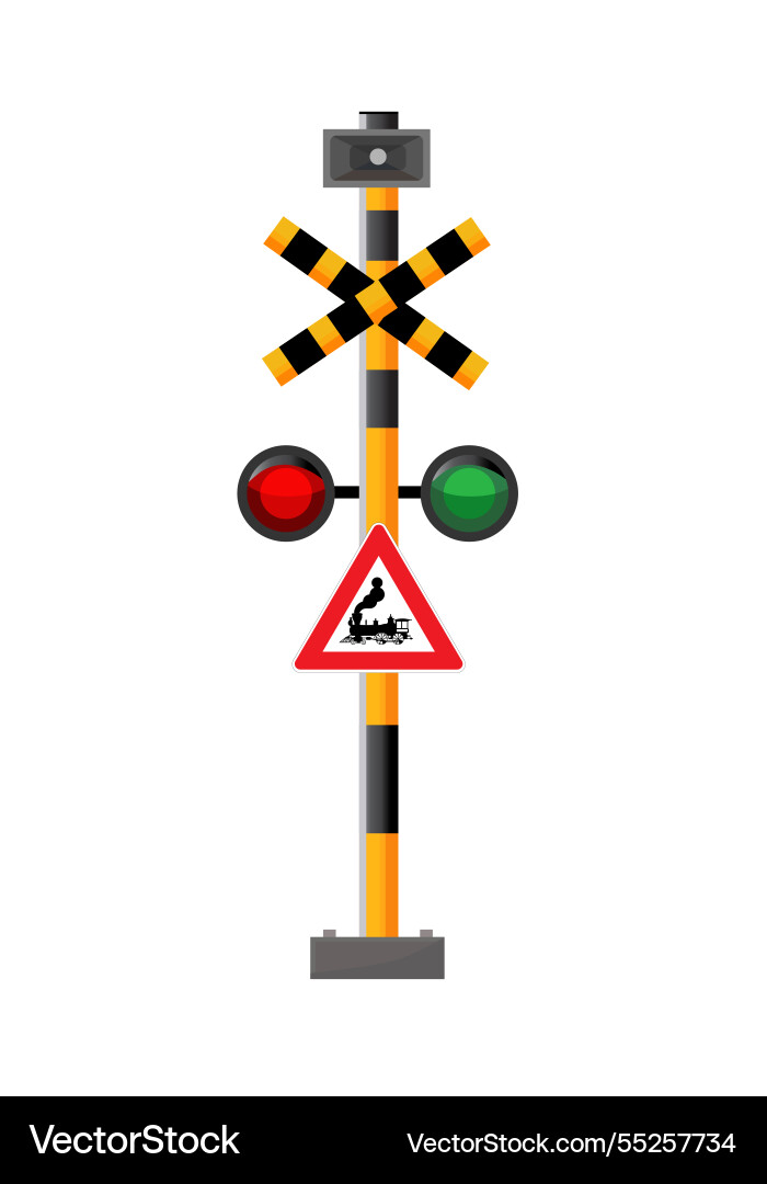 Level crossing post with light for a train Vector Image