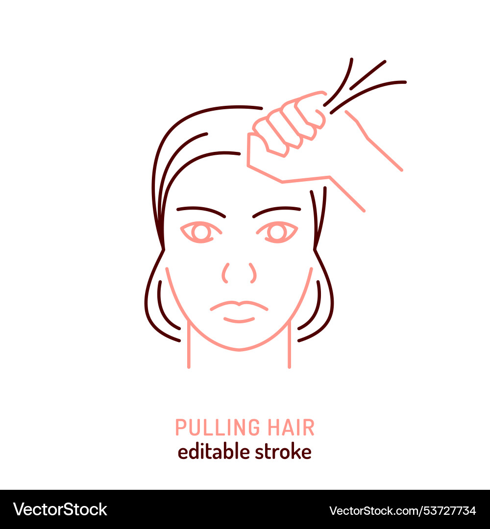 Pulling hair icon in outline style Royalty Free Vector Image
