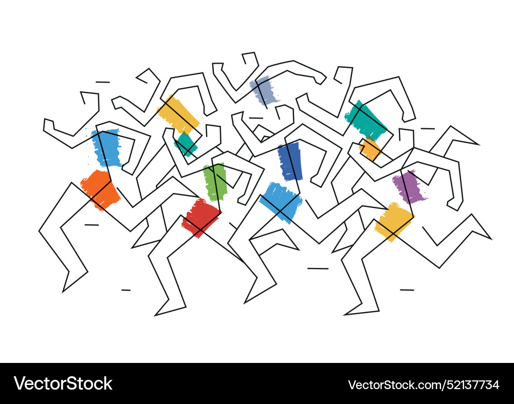 Running race marathon line art stylized Royalty Free Vector