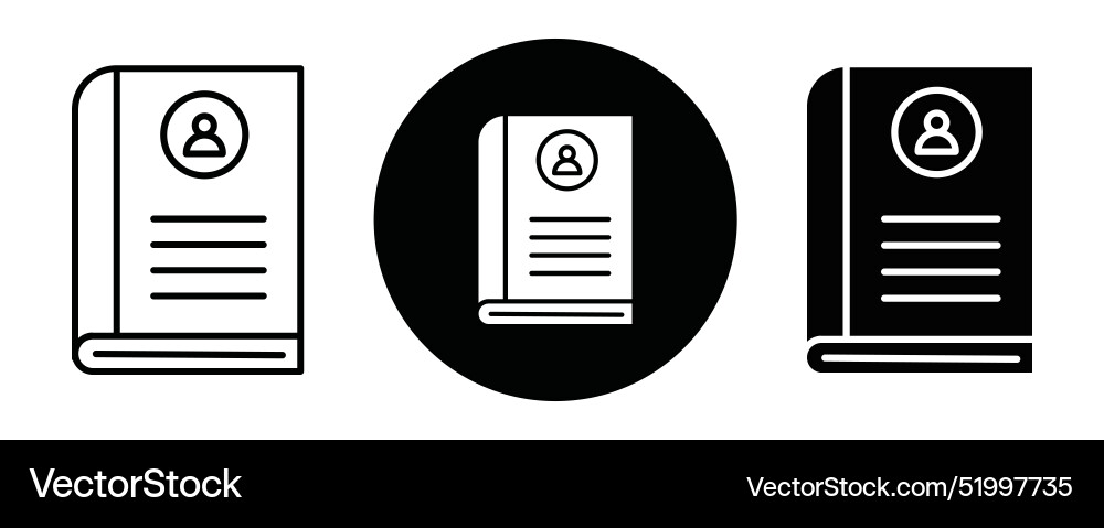 Biography outline icon collection or set Vector Image