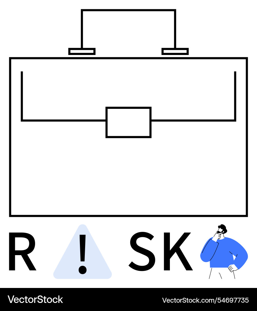 Business portfolio with risk warning symbol Vector Image