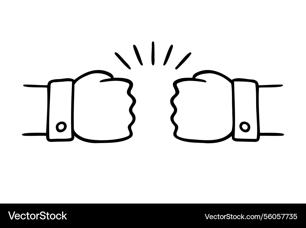 Fist bump doodle hand drawn icon outline drawing Vector Image
