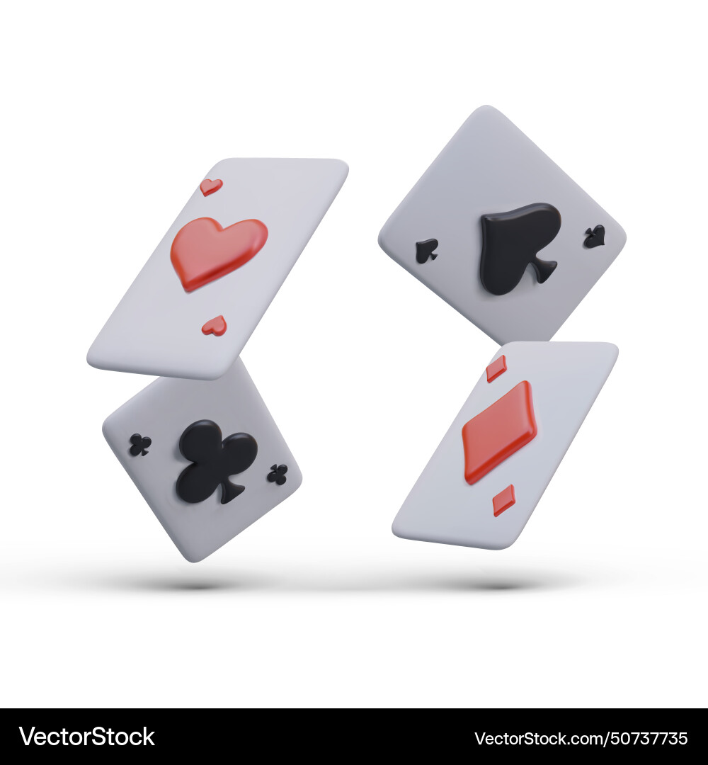 Floating realistic playing cards winning Vector Image