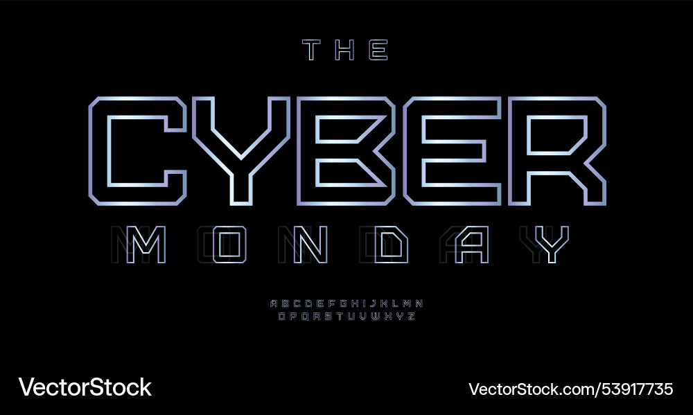 Futuristic geometric font digital metallic Vector Image