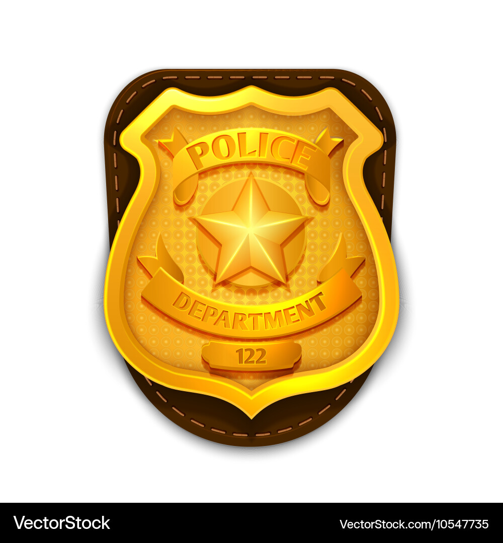 Gold Police Badge - Realistic Royalty Free Vector Image