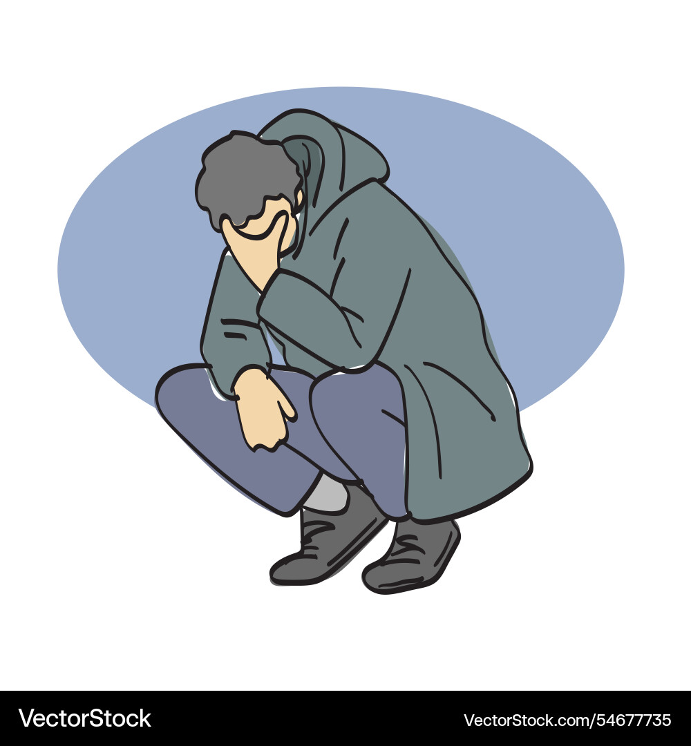 Man holding his head in distress hand Royalty Free Vector