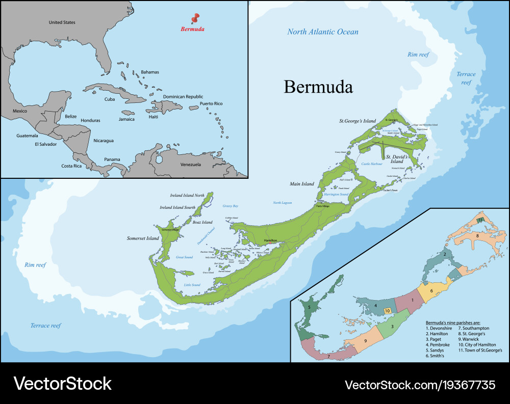 Map of bermuda Royalty Free Vector Image - VectorStock