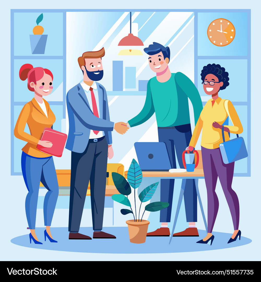 Onboarding new employee warm welcome Royalty Free Vector