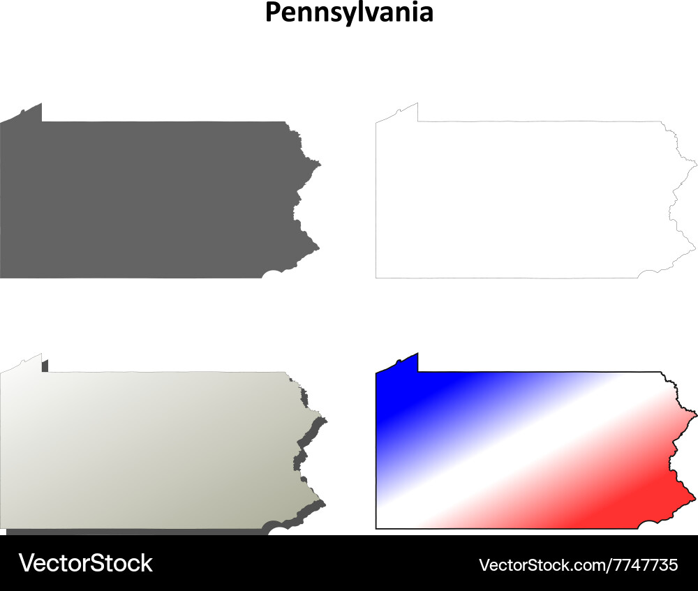 Pennsylvania outline map set Royalty Free Vector Image
