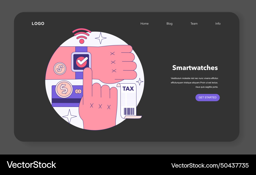 Wearable technology night or dark mode web banner Vector Image