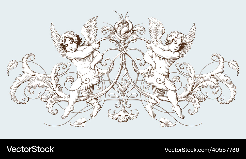 Baroque Cupid Ornament Royalty Free Vector Image