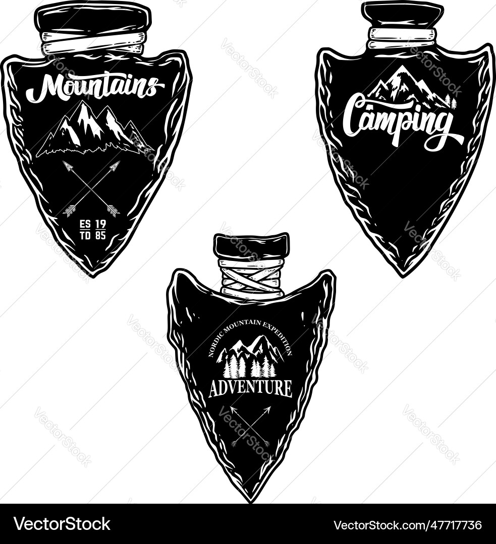 Camping Arrowhead Emblem Set Royalty Free Vector Image