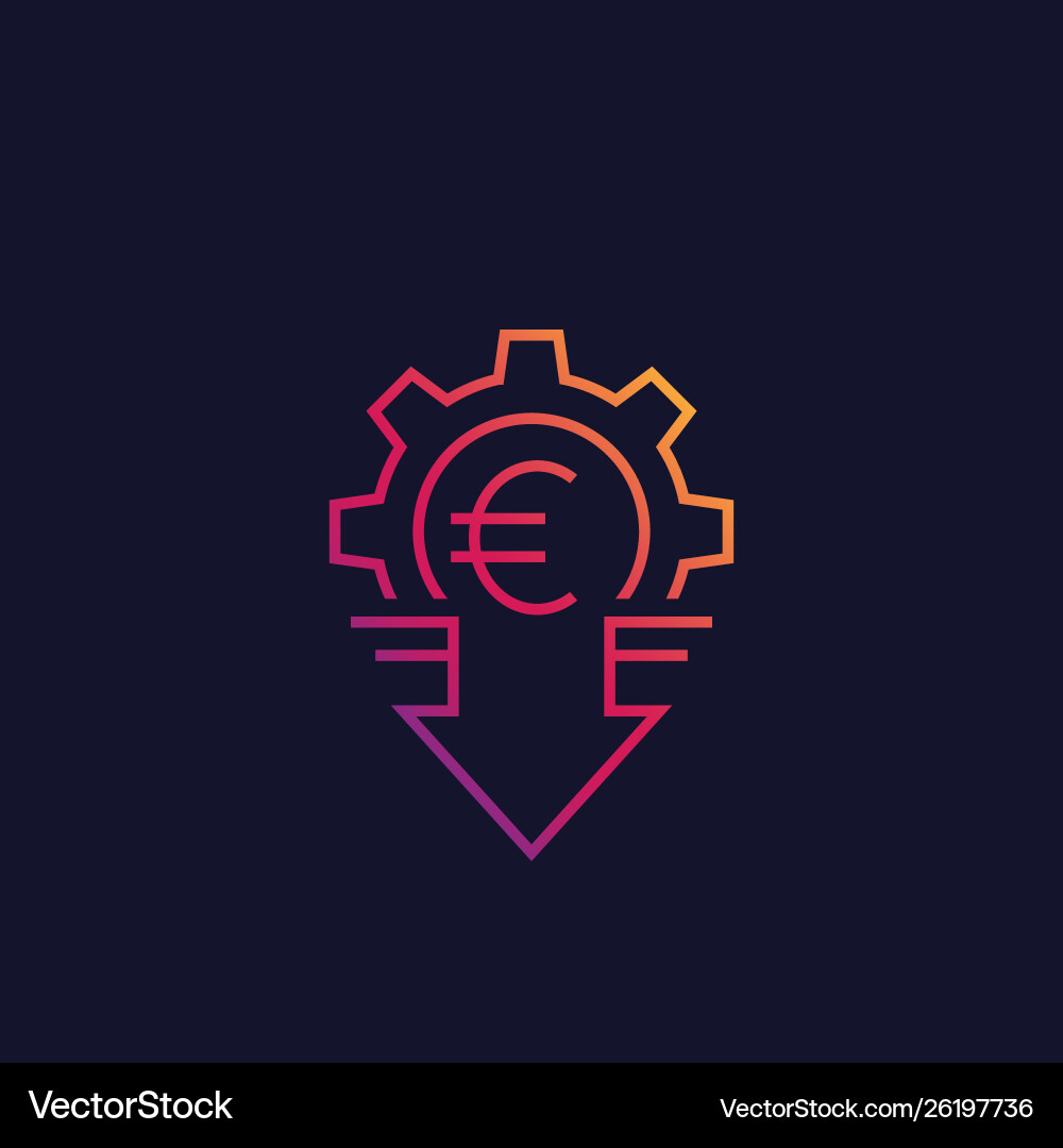 Cost reduction icon with euro line style Vector Image