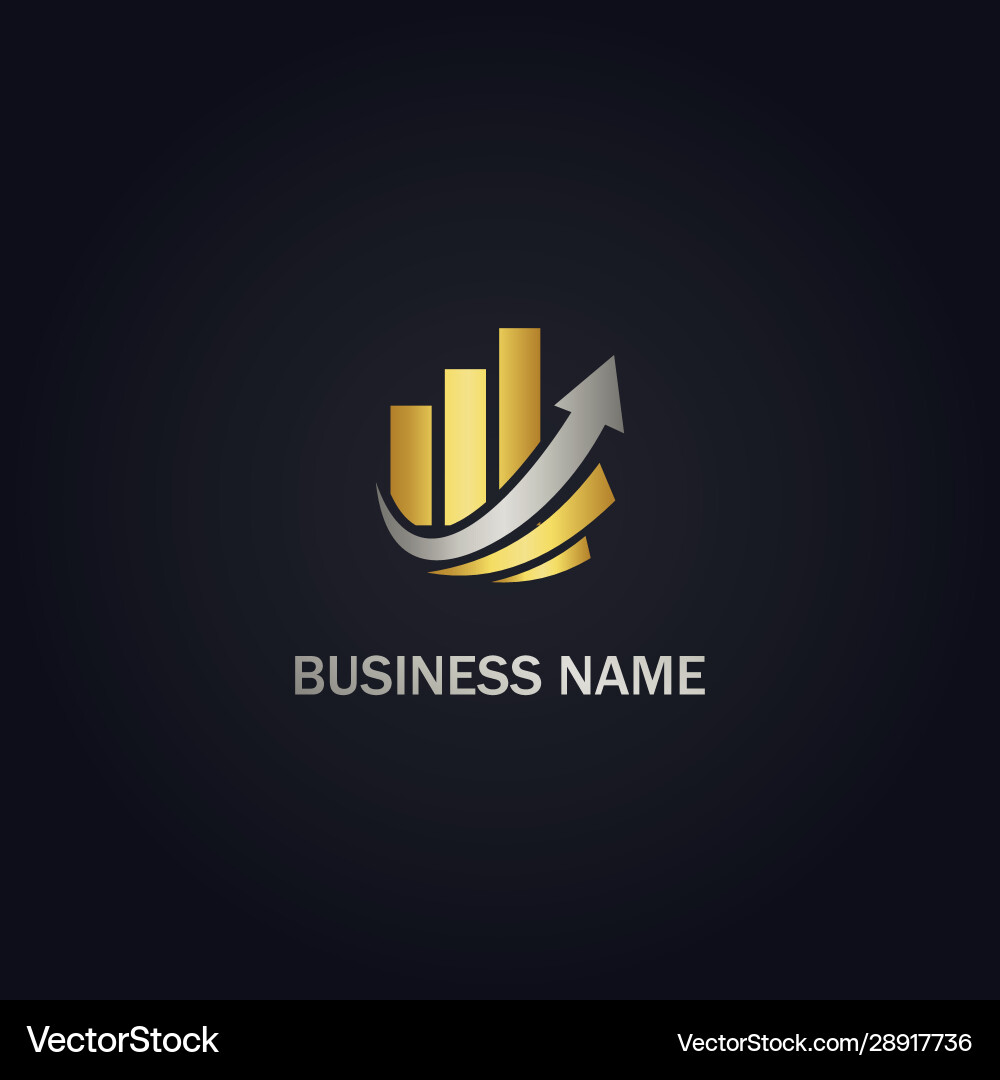 Graph business arrow up gold logo Royalty Free Vector Image