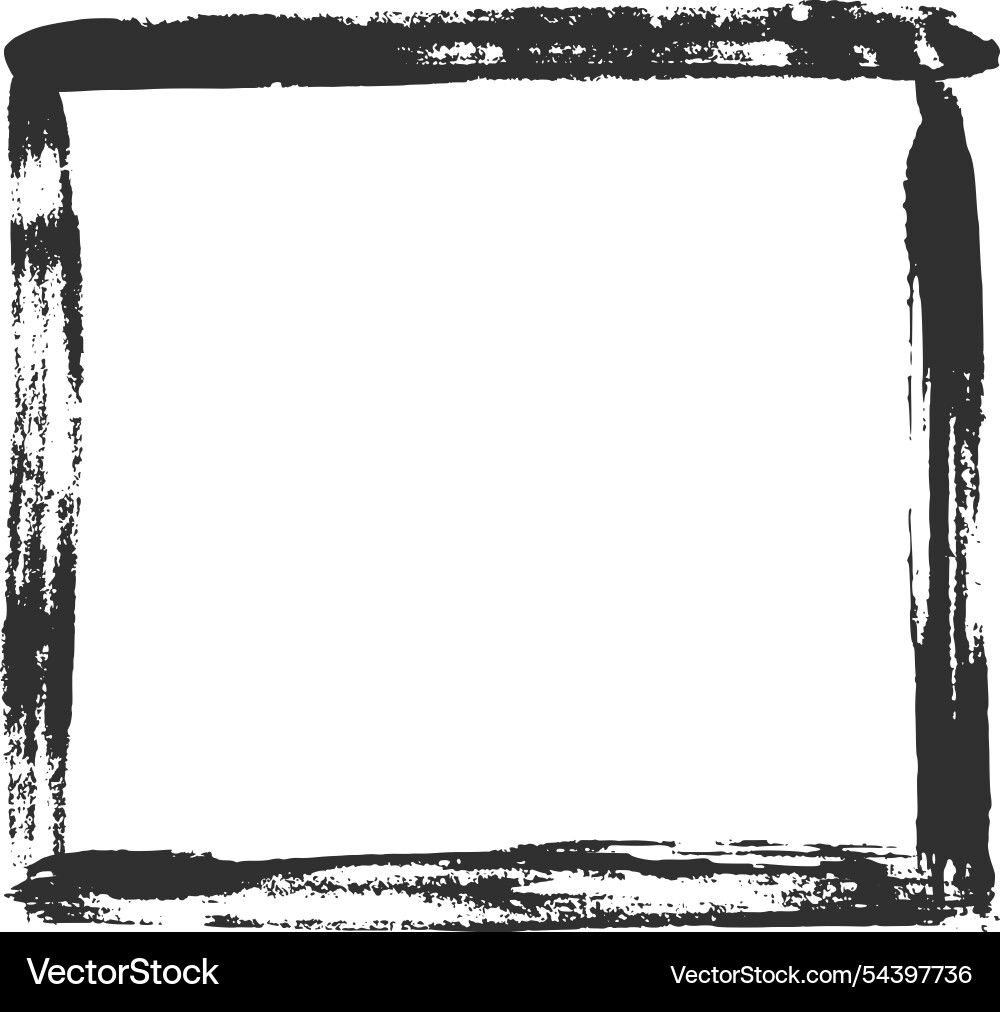 Hand drawn grunge brush square frame border Vector Image