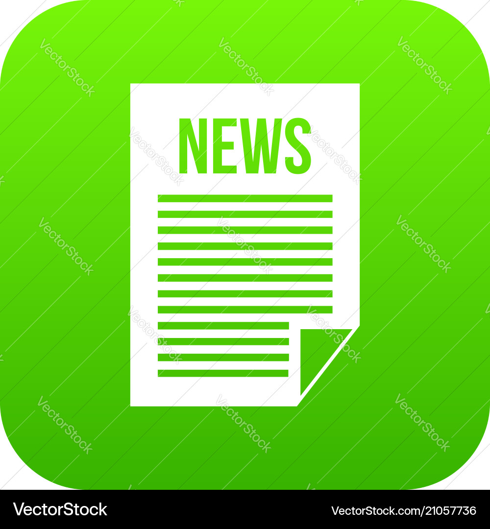 News newspaper icon digital green Royalty Free Vector Image