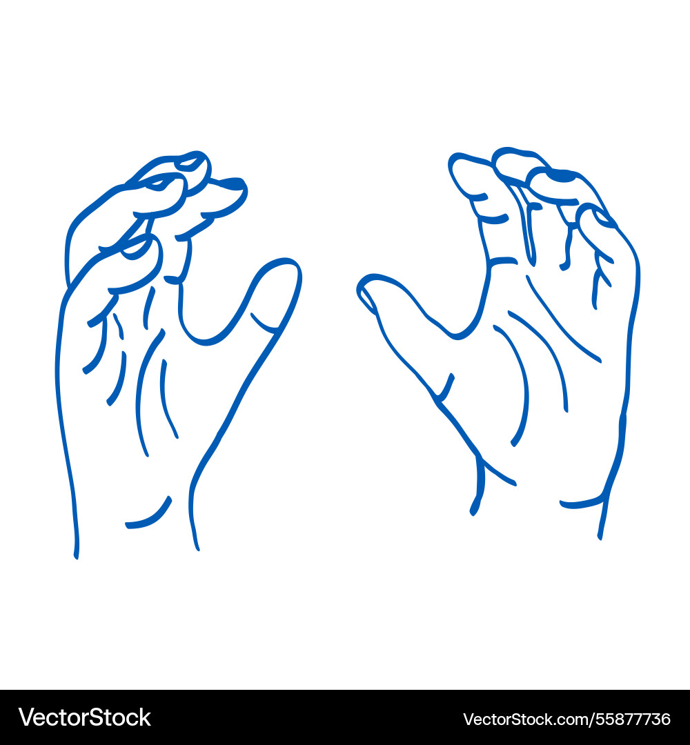 Palms are half bent and turned towards each other Vector Image