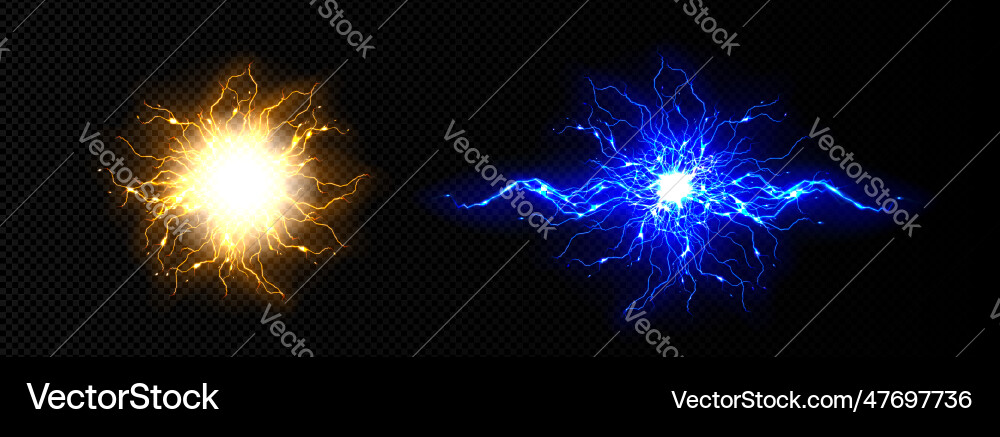 Realistic set of lightning bolts Royalty Free Vector Image