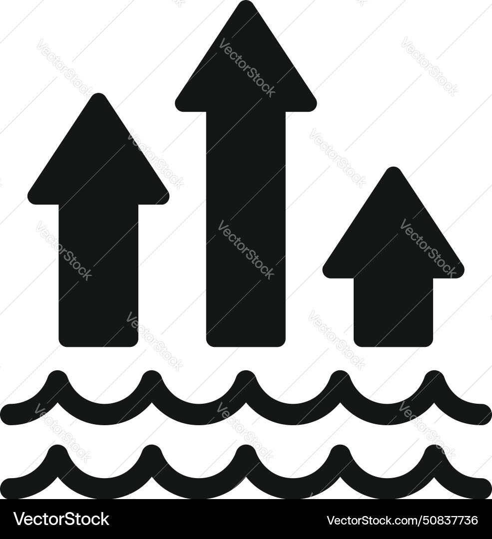 Sea level rise coastal icon simple global Vector Image