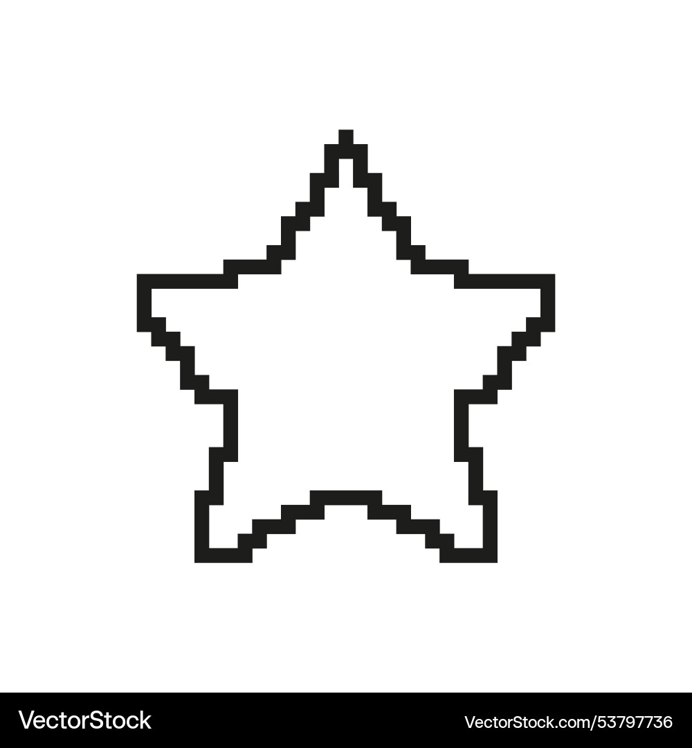 Star icon in pixel art pixelated five-pointed Vector Image