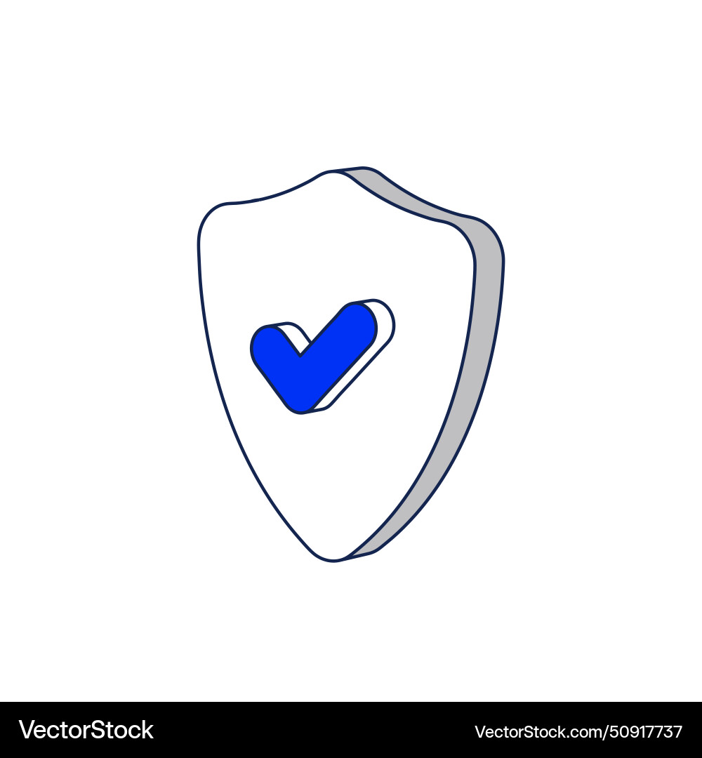 3d icon safety shield check mark symbol security Vector Image