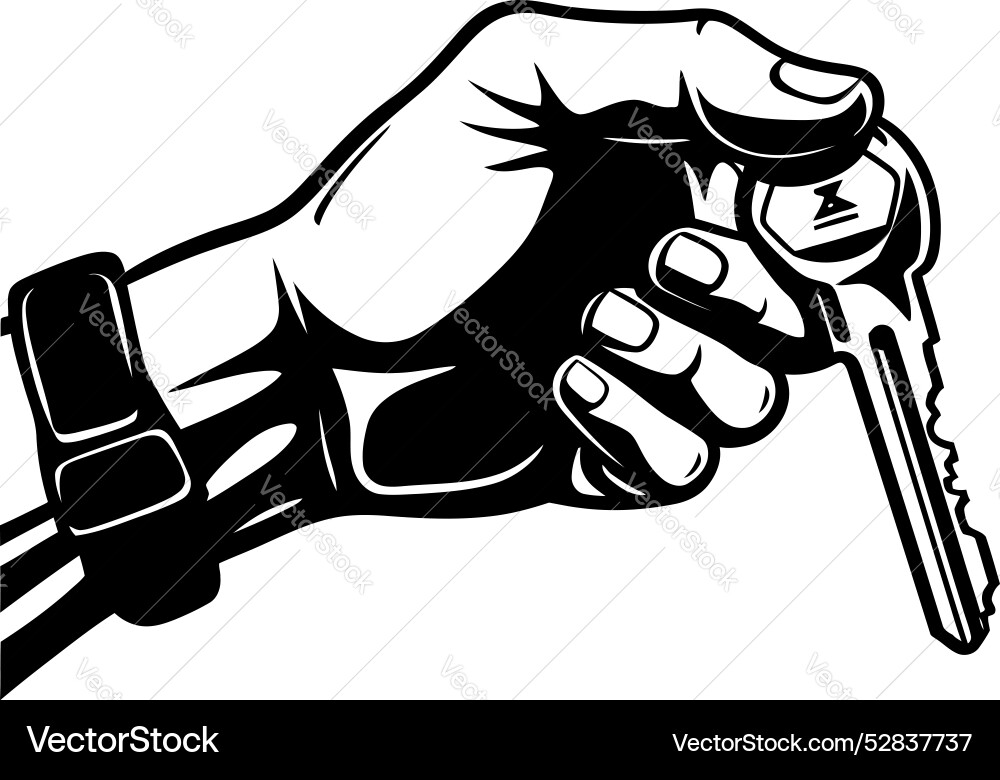 Access granted secure hand and key logo Royalty Free Vector