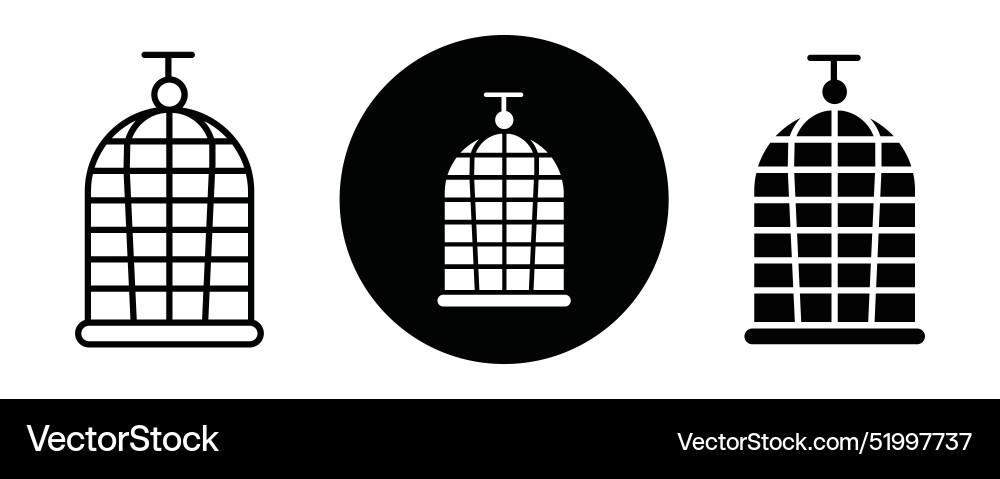 Bird cage outline icon collection or set Vector Image