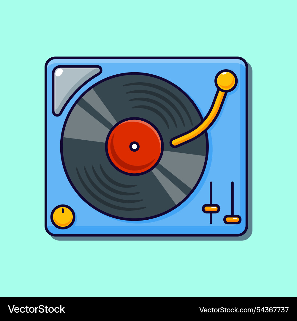 Cartoon of vinly record player Royalty Free Vector Image