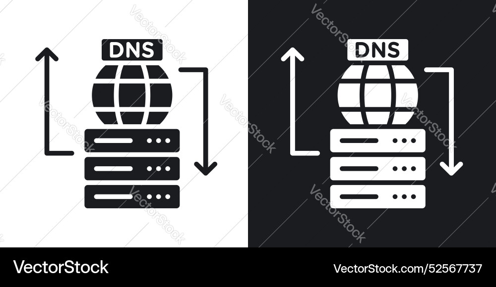Dns icon set on white background Royalty Free Vector Image