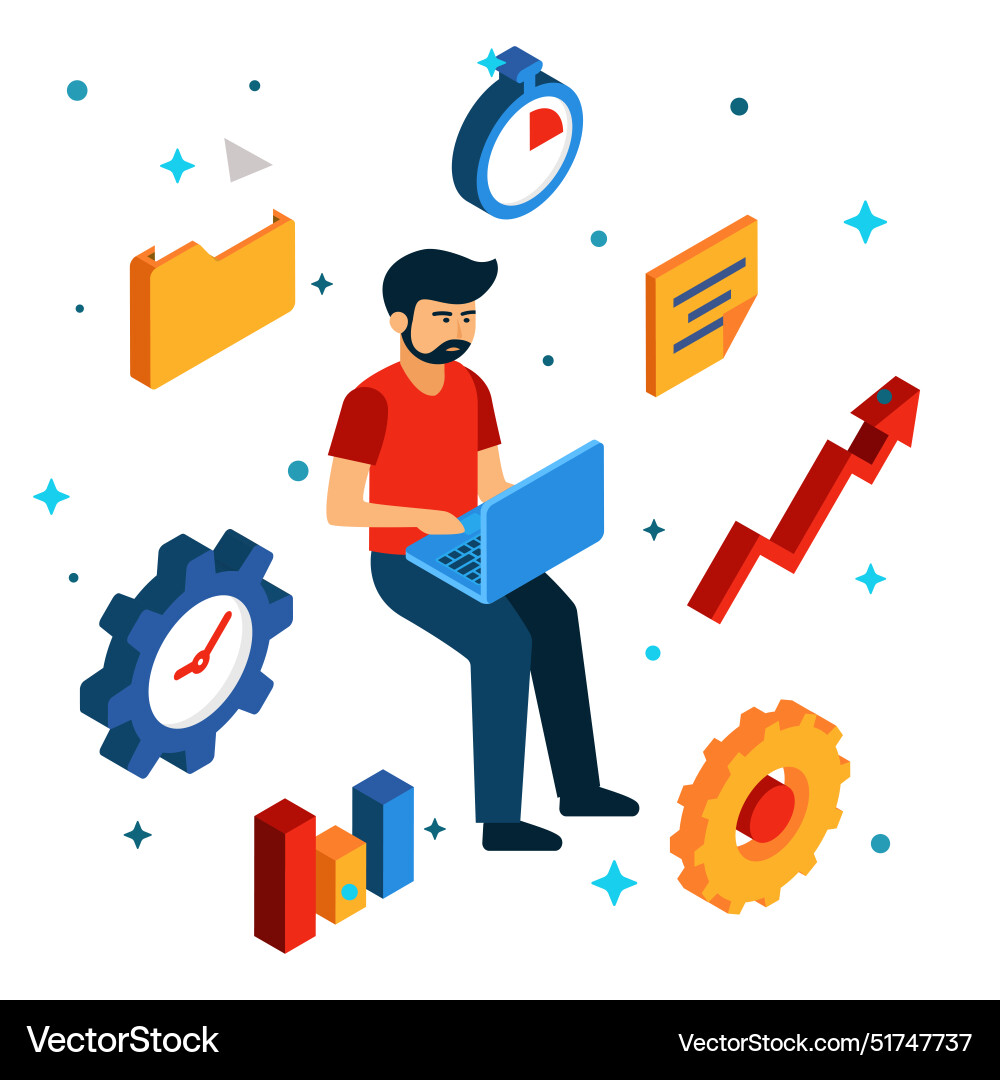 Freelance work web concept woman working Vector Image