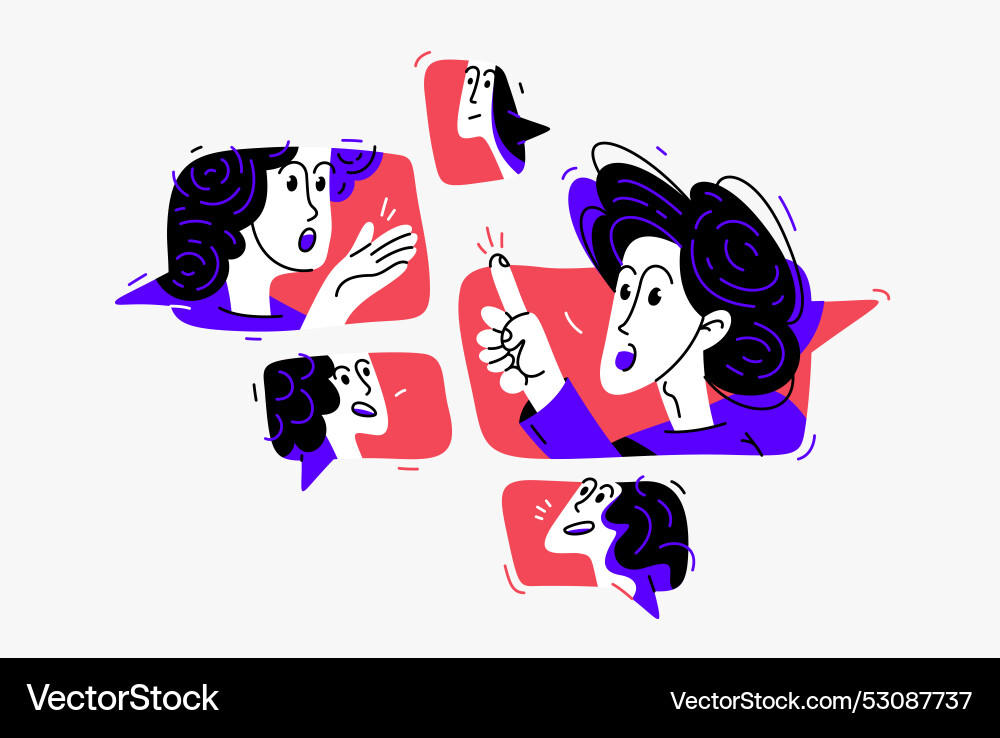 Group of young people having a video conference Vector Image