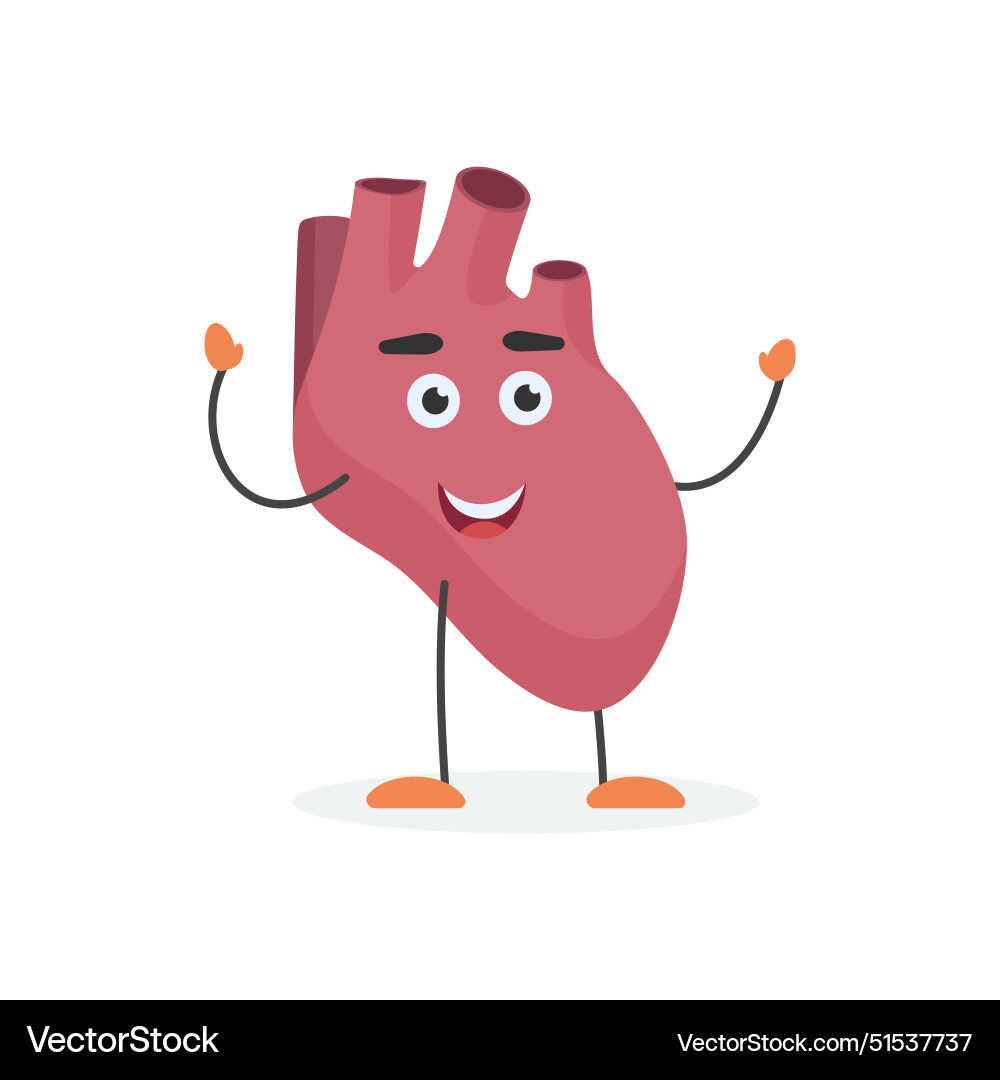 Happy heart with funny expression cheerful human Vector Image