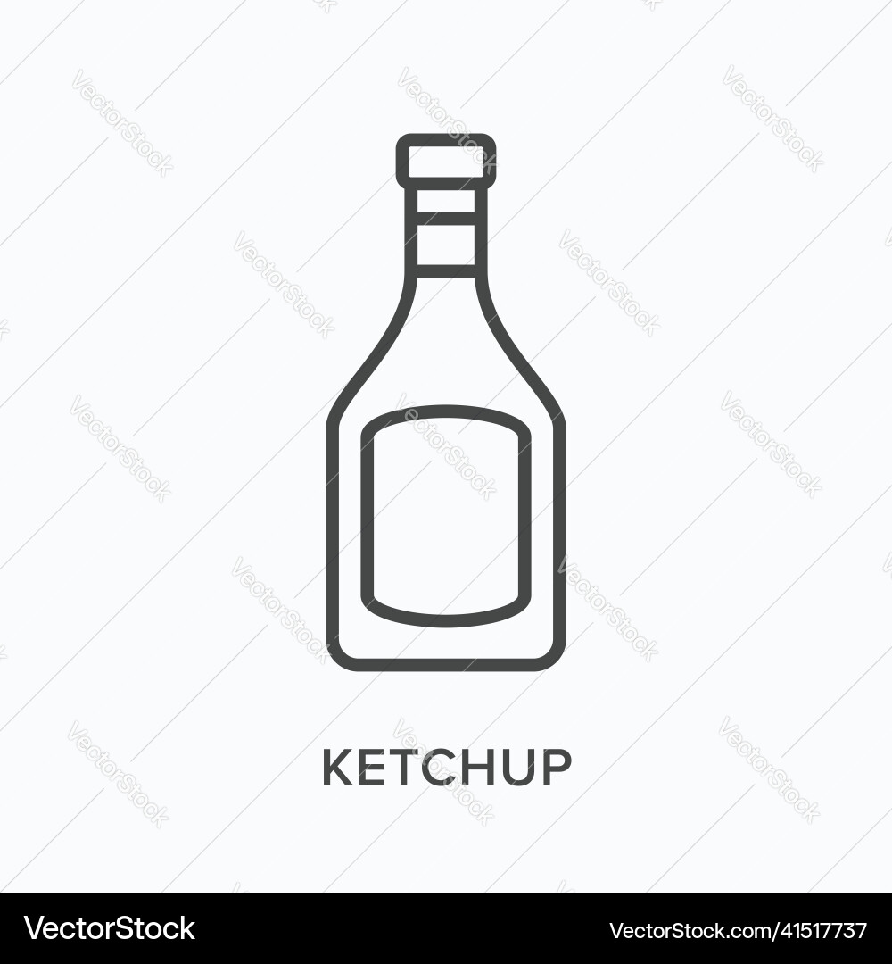 Ketchup flat line icon outline Royalty Free Vector Image