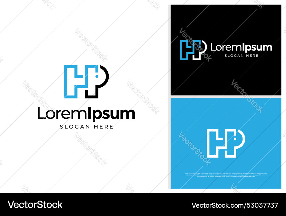 Minimalist letter h p construction logo design Vector Image