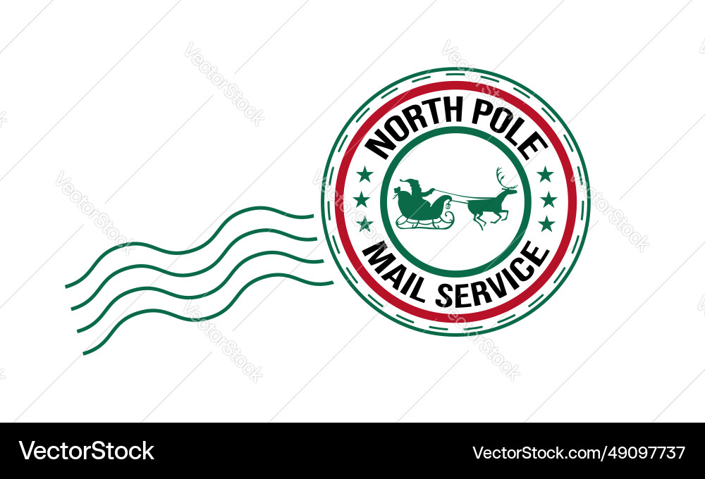 Santa Mail North Pole Stamp Royalty Free Vector Image