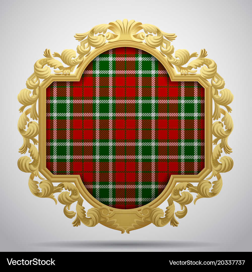 Vintage classic frame with tartan background Vector Image